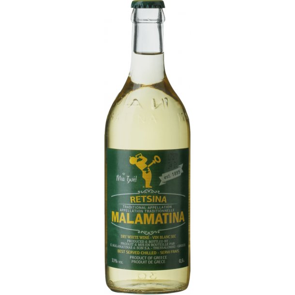 Malamatina Retsina 50 cl. - 11% - ANDRE VINE - VIN MED MERE .DK